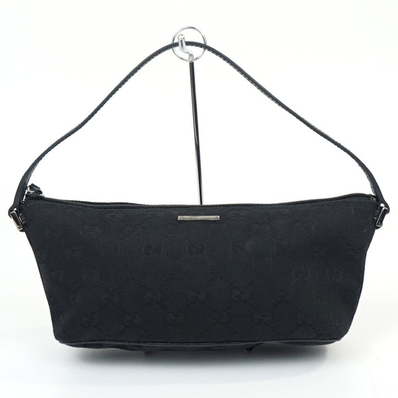 Gucci | Bags | Gucci Gg Pattern Canvas Accessory Pouch Handbag Black ...